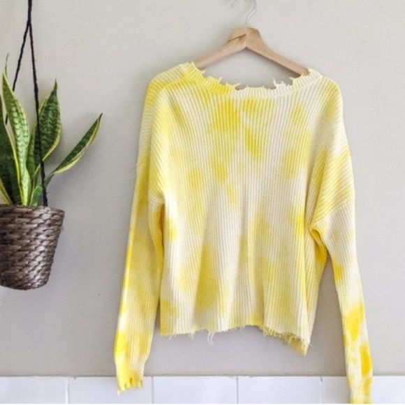 Fate | Sweaters | Fate Yellow Tie Dye Distressed Sweater Top | Poshmark